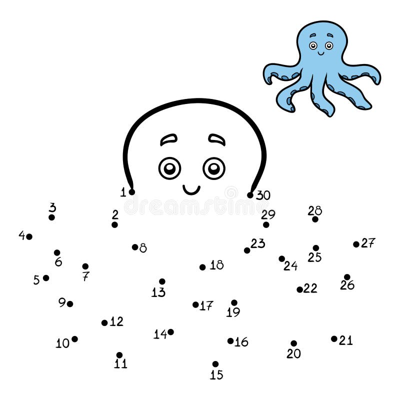 Numbers Game for Children. Little Octopus Stock Vector - Illustration ...