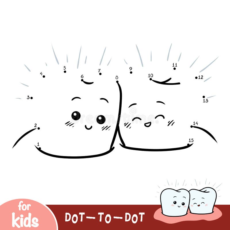 Numbers Game, Dot To Dot Game for Children, Happy Teeth Stock Vector ...