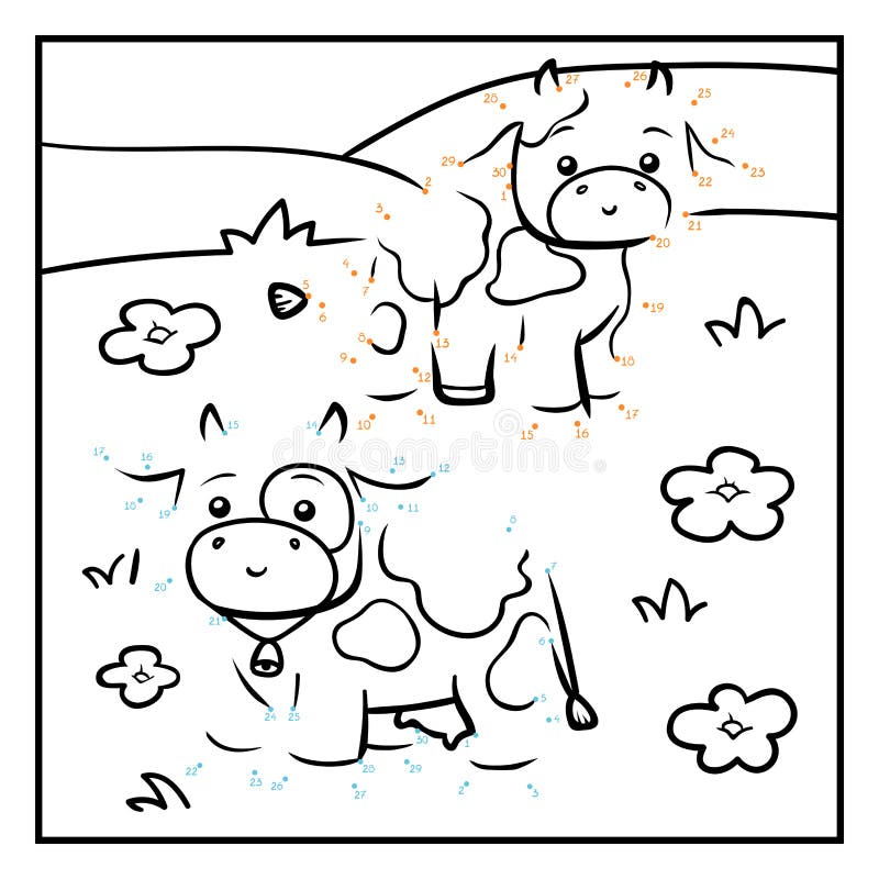 Numbers Game, Education Game for Children, Two Cows Stock Vector ...