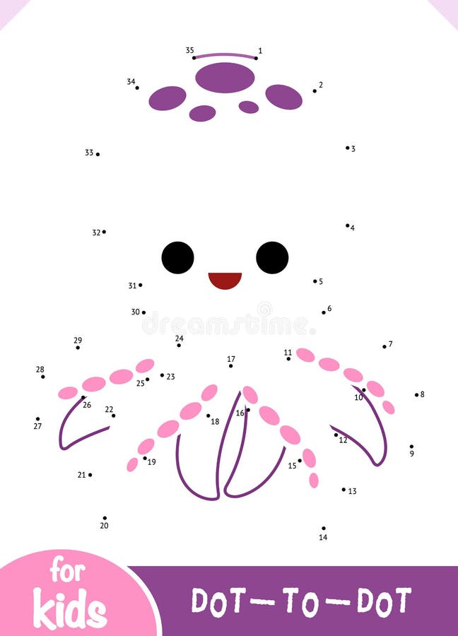 Numbers Game, Education Dot To Dot Game for Kids, Octopus Stock Vector ...