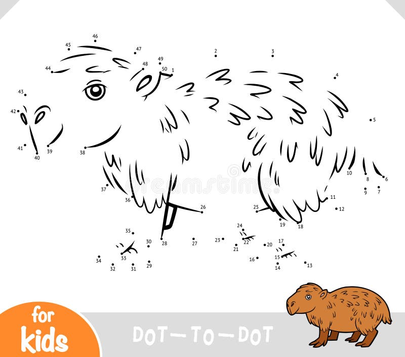 Numbers Game, Education Dot To Dot Game for Kids, Capybara Stock Vector ...