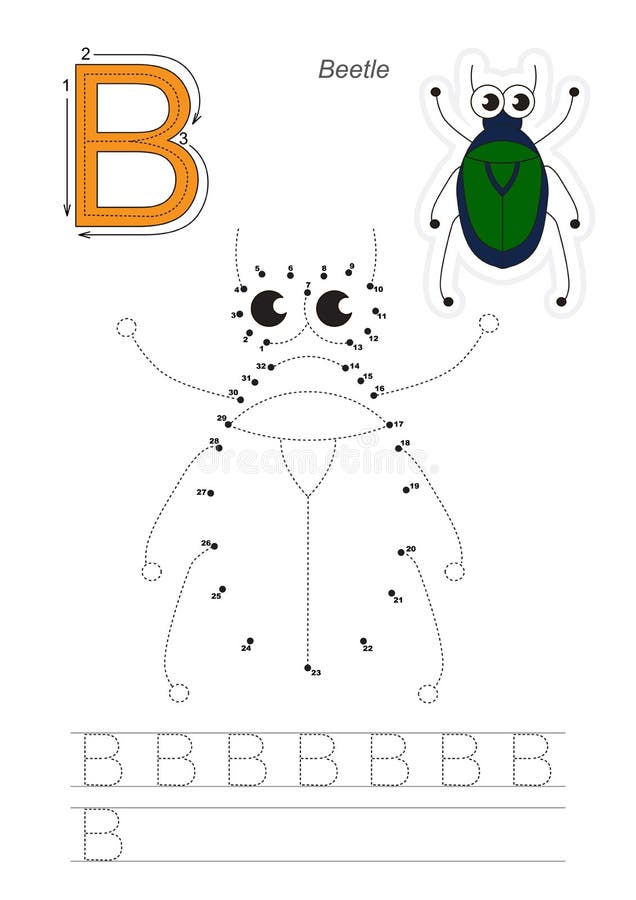 Numbers Game for Letter B. the Beetle. Stock Vector - Illustration of ...