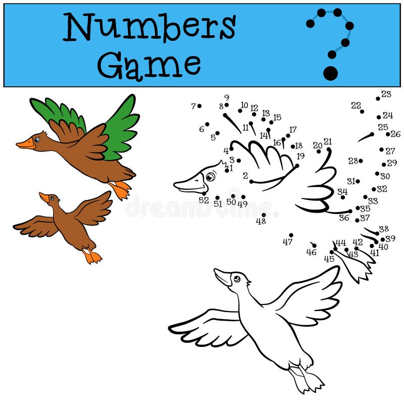 Numbers Game. Two Little Cute Ducks. Stock Vector - Illustration of ...