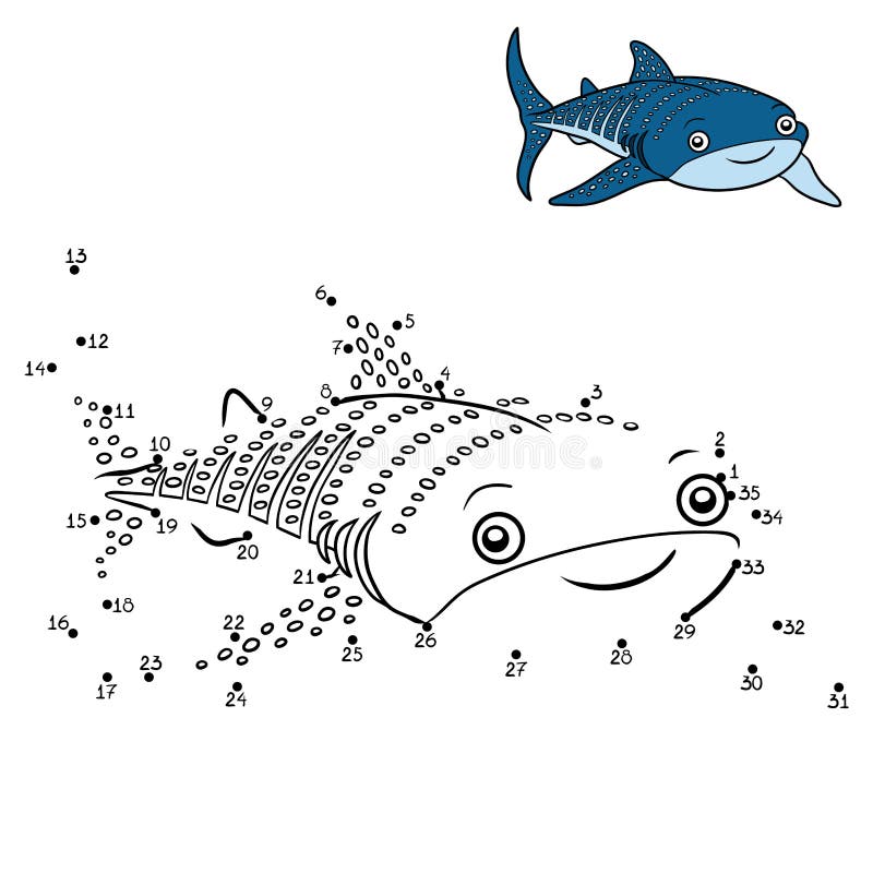 Numbers game, Whale shark stock vector. Illustration of outlined - 91685385