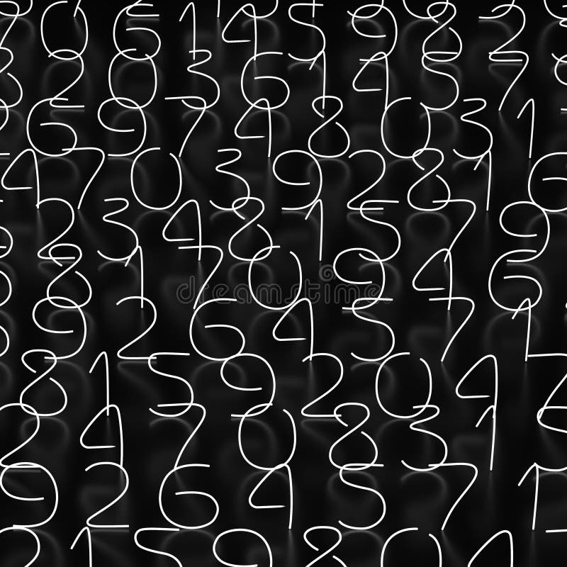 Numbers Grayscale Luminous in Random Order Stock Illustration ...
