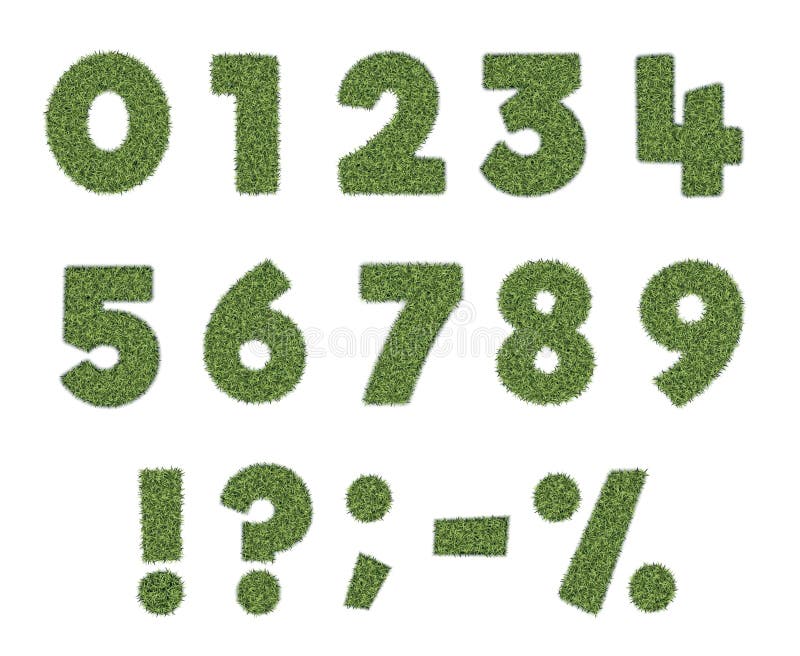 Numbers with Green Grass Texture Realistic Vector Stock Vector ...