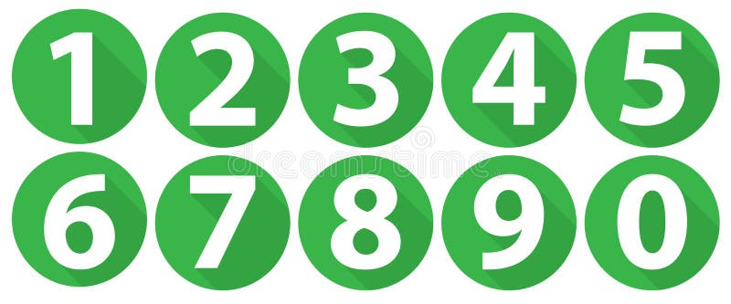 Numbers, Green Web Icon Set, Vector Illustration Stock Vector ...