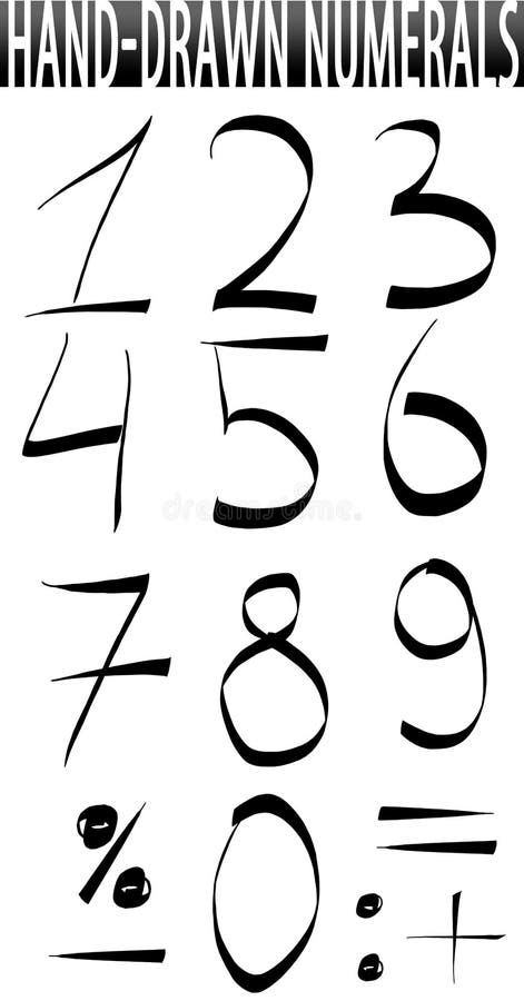 Numbers hand-drawn set stock illustration. Illustration of figures ...