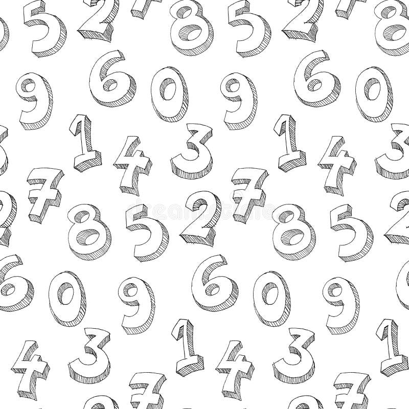 Numbers Hand Written Pattern Stock Vector - Illustration of handwritten ...