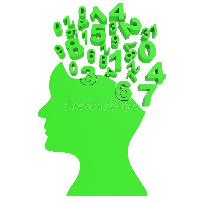 Numbers head stock vector. Illustration of math, brain - 25236394