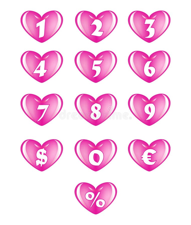 Numbers in the heart stock illustration. Illustration of element - 23219077