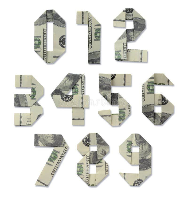 Money Origami DIGIT 8 Number Real One Dollar Bill Isolated on White ...