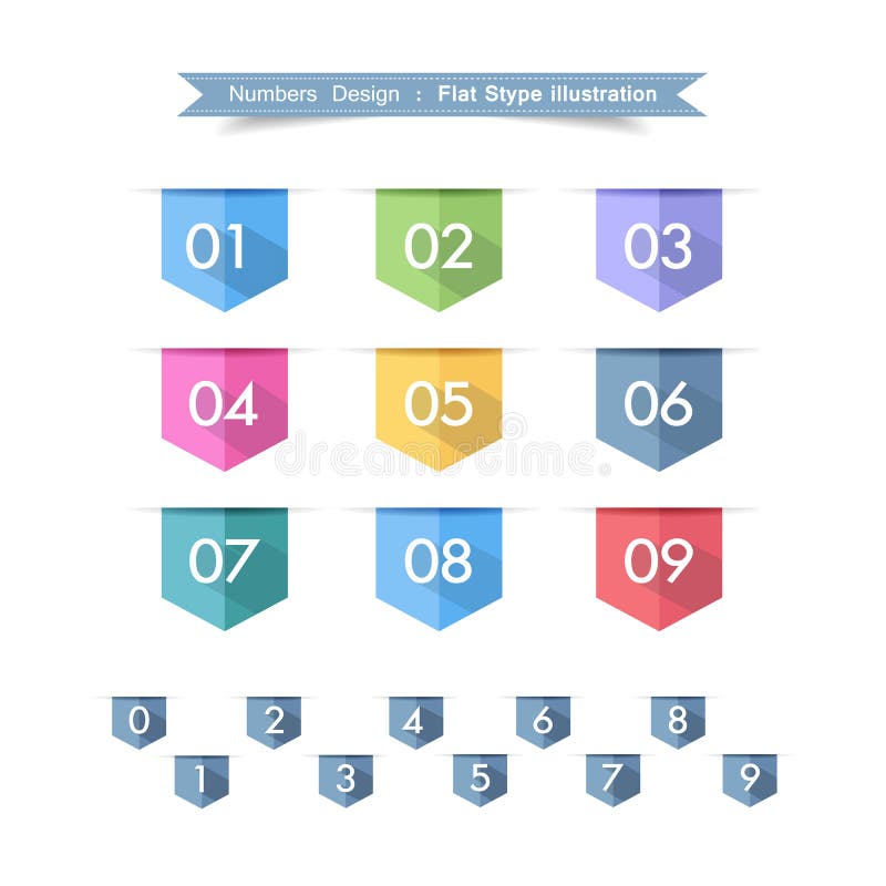 Numbers Icon Set with Full Color Vector Design Element, Vector ...