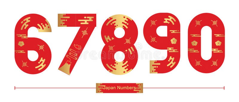Numbers Japan Style in a Set 67890 Stock Vector - Illustration of font ...