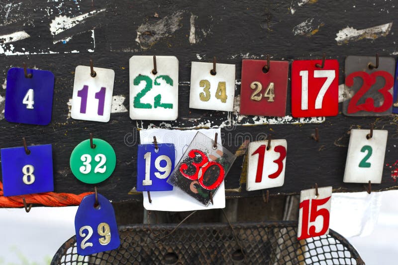 Numbers Label Hang at the Tree, Numbers Label Was Made by Plastic that ...