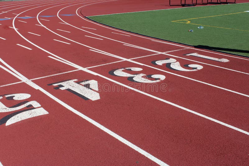 Numbers in the Lanes of the Track Stock Photo - Image of running ...