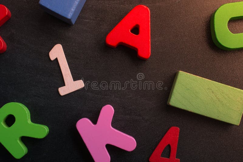 Numbers, Letters and Blocks on a Black Background Stock Image - Image ...