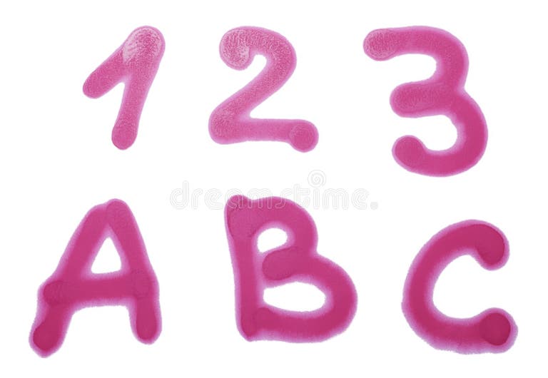 Numbers and Letters Drawn by Spray Paint on White Background Stock ...