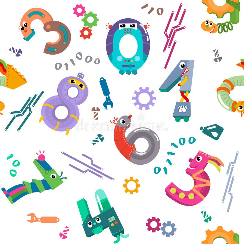 Numbers like robots stock vector. Illustration of eight - 38759083