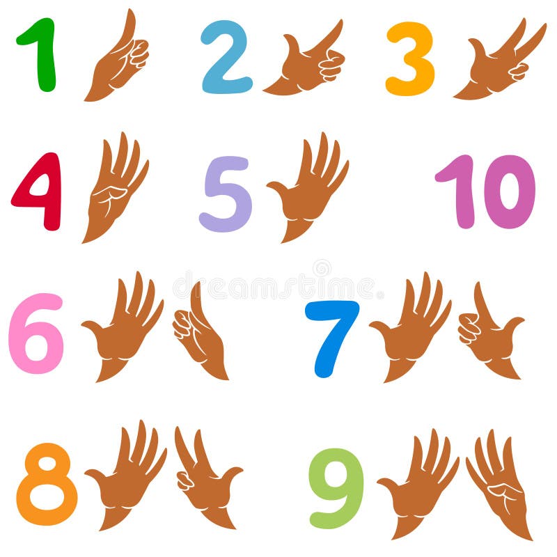 Numbers 1-9 Like Symbol and Like Hand Gestures Stock Vector ...