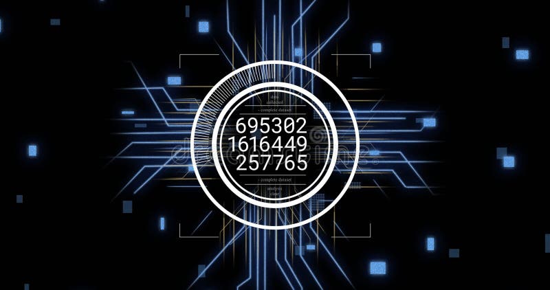 Numbers and Lines with Glowing Circuits, Data Processing Image Stock ...