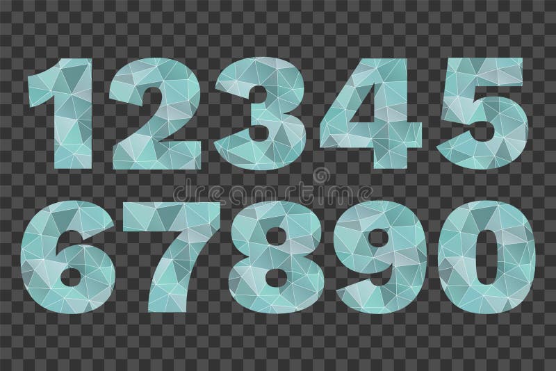 Numbers 1 2 3 4 5 6 7 8 9 0. Low Poly Blue Gradient Symbols for ...