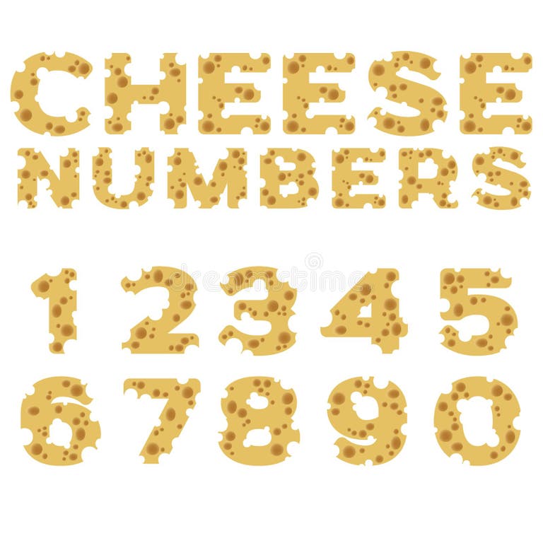 Numbers Made of Cheese in Flat Design Stock Vector - Illustration of ...