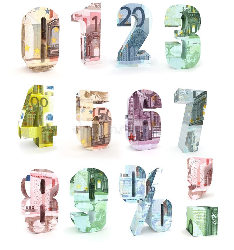 Numbers Made from Euro Banknotes on White Background Stock Image ...