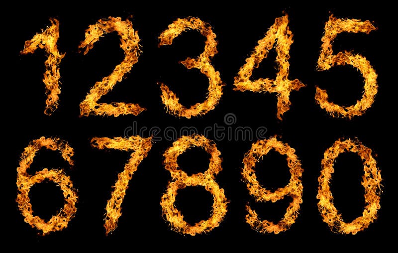 Fire Number Isolated on Black Background Stock Illustration ...