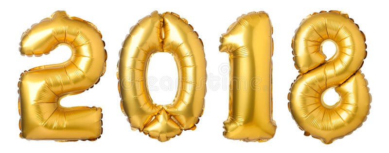 Numbers 2018 Made of Golden Balloons Stock Illustration - Illustration ...