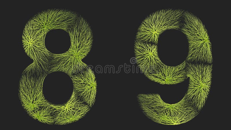 Numbers Made Out of Green, Grass Like, Lines Stock Illustration ...