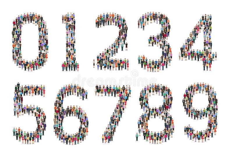 Numbers Made of Tiny Casual Style People Figures Stock Vector ...