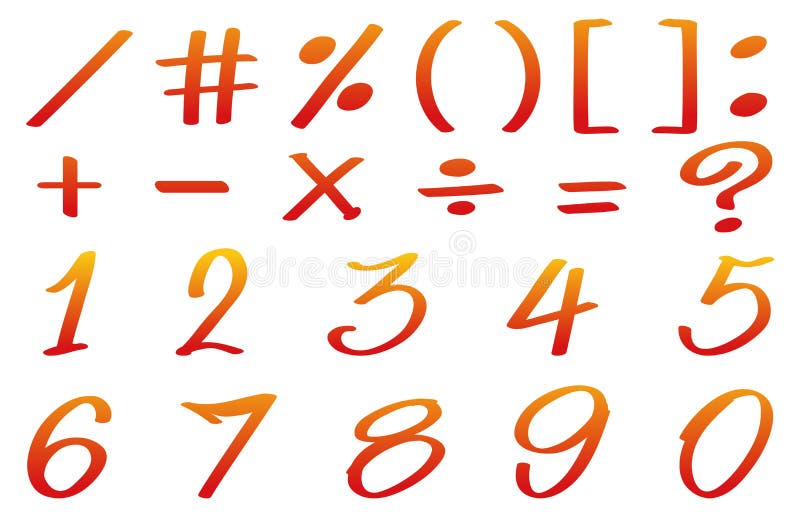 Numbers and Math Signs in Red Color Stock Vector - Illustration of ...