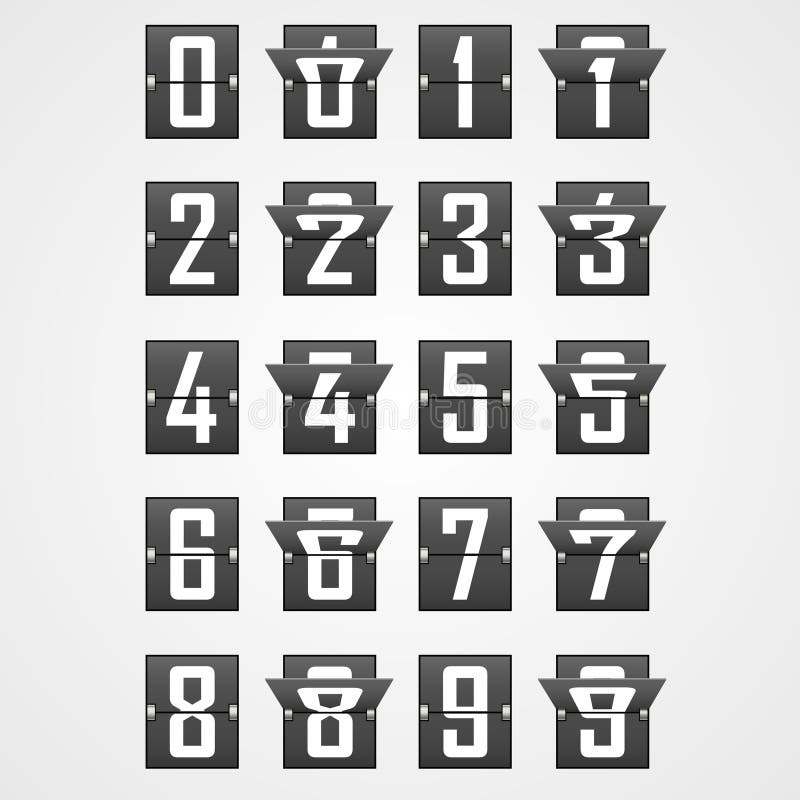 Numbers from Mechanical Scoreboard Alphabet Stock Vector - Illustration ...