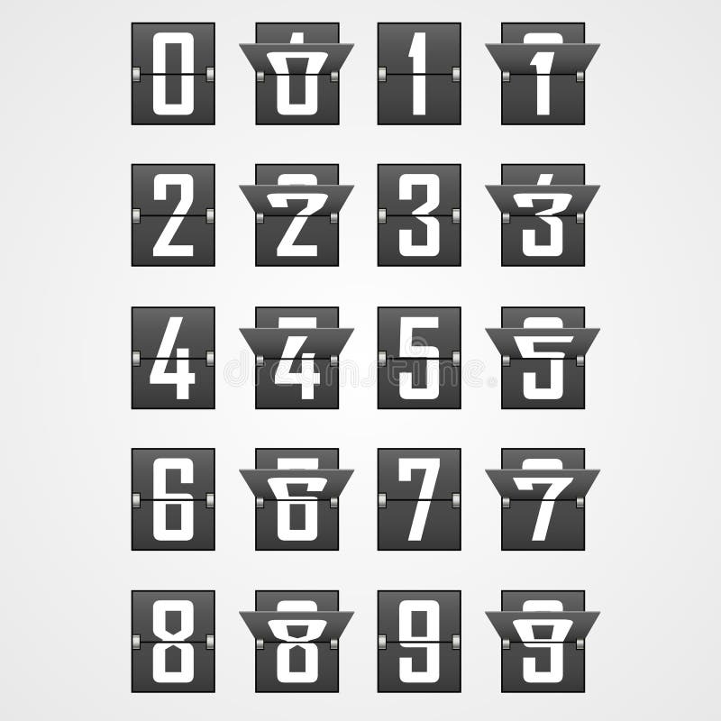 Numbers from Mechanical Scoreboard Alphabet Stock Vector - Illustration ...