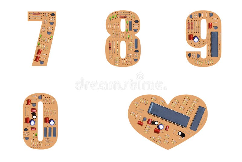 Numbers with Modern Technology Electronic Components Stock Image ...