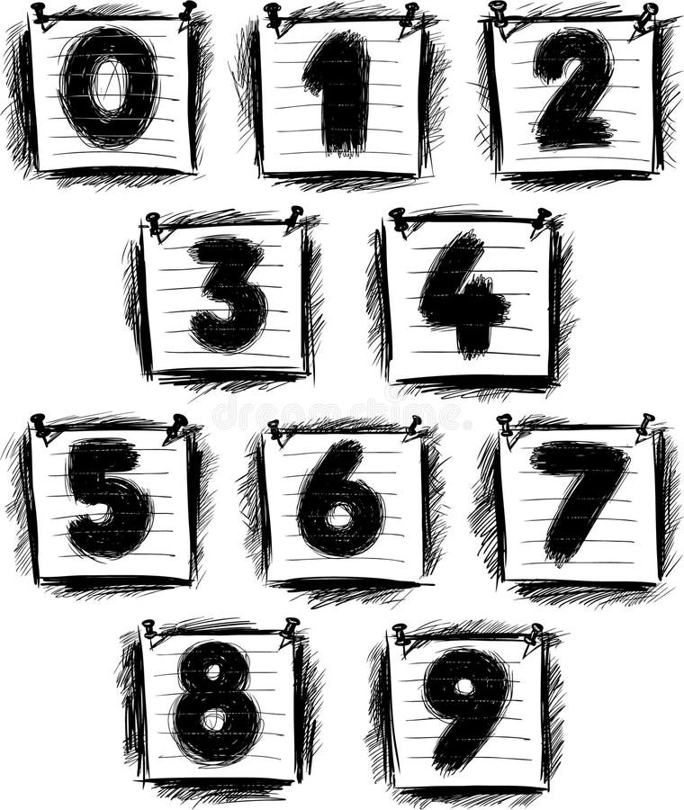 Hand-drawn Numbers and Symbols Stock Vector - Illustration of funny ...