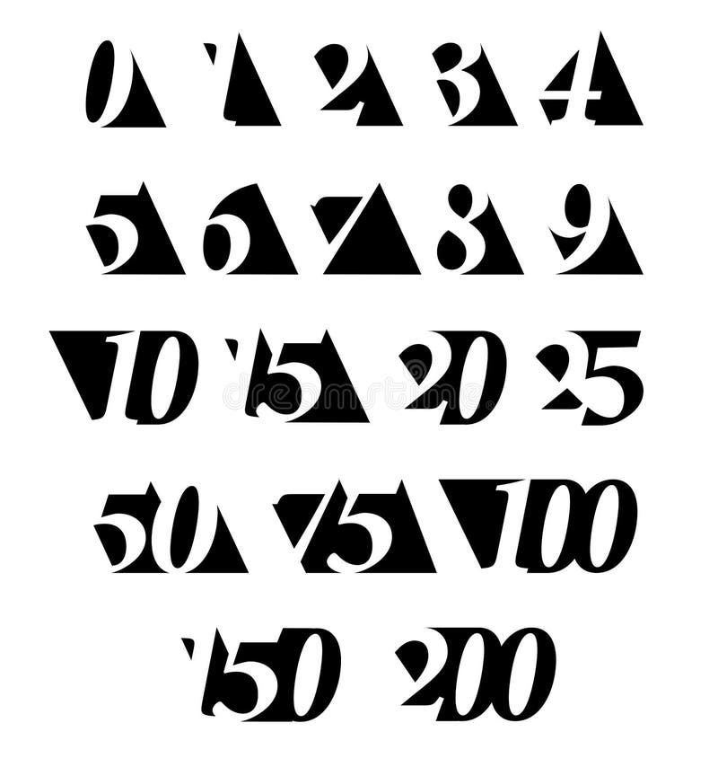 Numbers Font Typography in Shadow Design Stock Vector - Illustration of ...