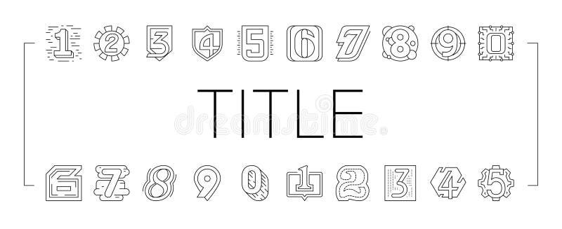 Numbers Numeral Title Collection Icons Set Vector . Stock Vector ...
