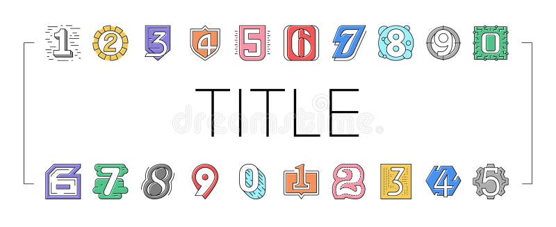 Numbers Numeral Title Collection Icons Set Vector . Stock Vector ...