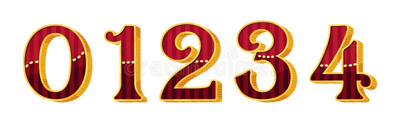 Numbers and Numerals in Circus Style with Volume Funfair Type Symbol ...