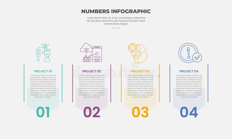 Numbers or Numerical Infographic Outline Style with 4 Point Template ...