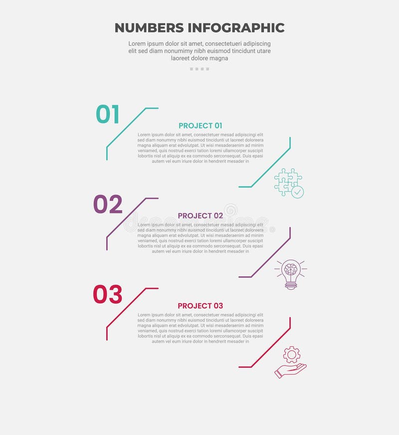 Numbers or Numerical Infographic Outline Style with 3 Point Template ...