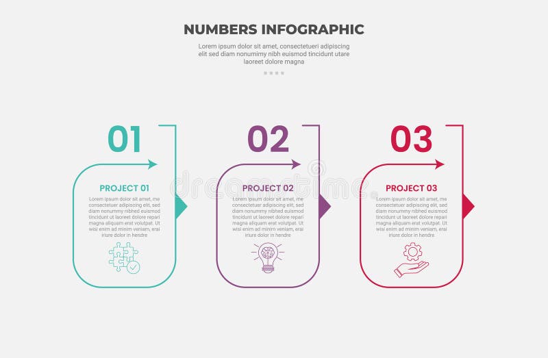 Numbers or Numerical Infographic Outline Style with 3 Point Template ...