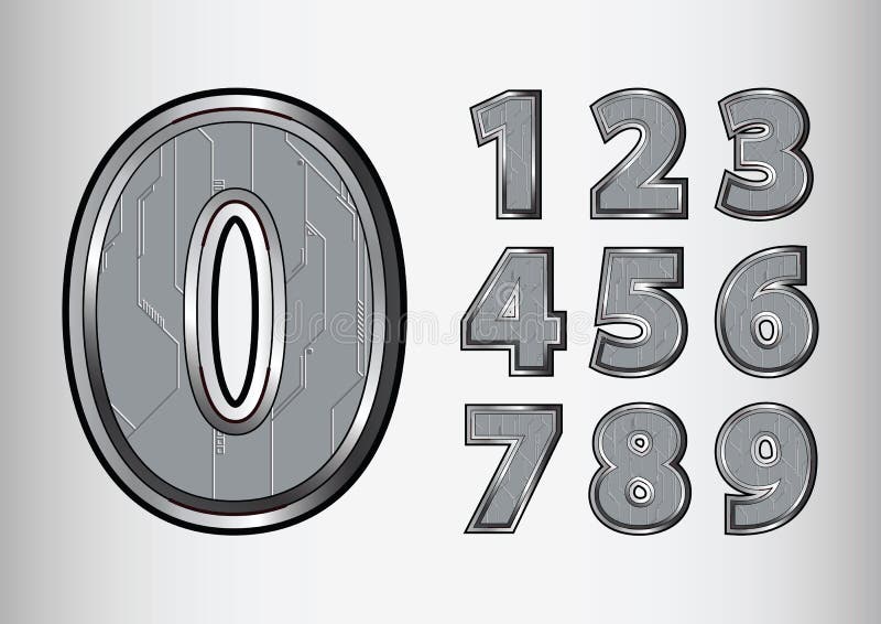 Numbers Object Scifi Tech Style Stock Vector - Illustration of abstract ...