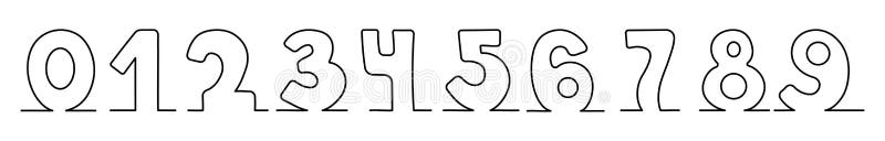 Numbers One Continuous Line Drawing Set. Minimalistic Arabic Numerals ...