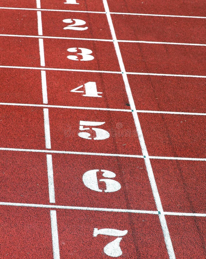 One To Eight of the Athletics Track Lane Stock Image - Image of stair ...