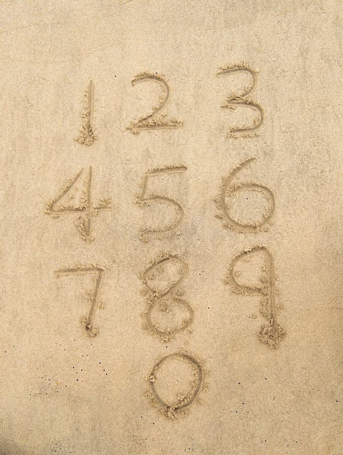 Numbers Written in the Sand Stock Image - Image of stones, design: 51205595