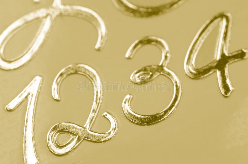 Numbers 1 2 3 4 One Two Three Four Stock Photo - Image of golden ...