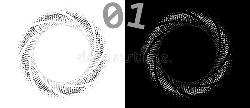 Numbers ONE and ZERO in a Spiral. Big Data or Chaos Concept, Logo or ...